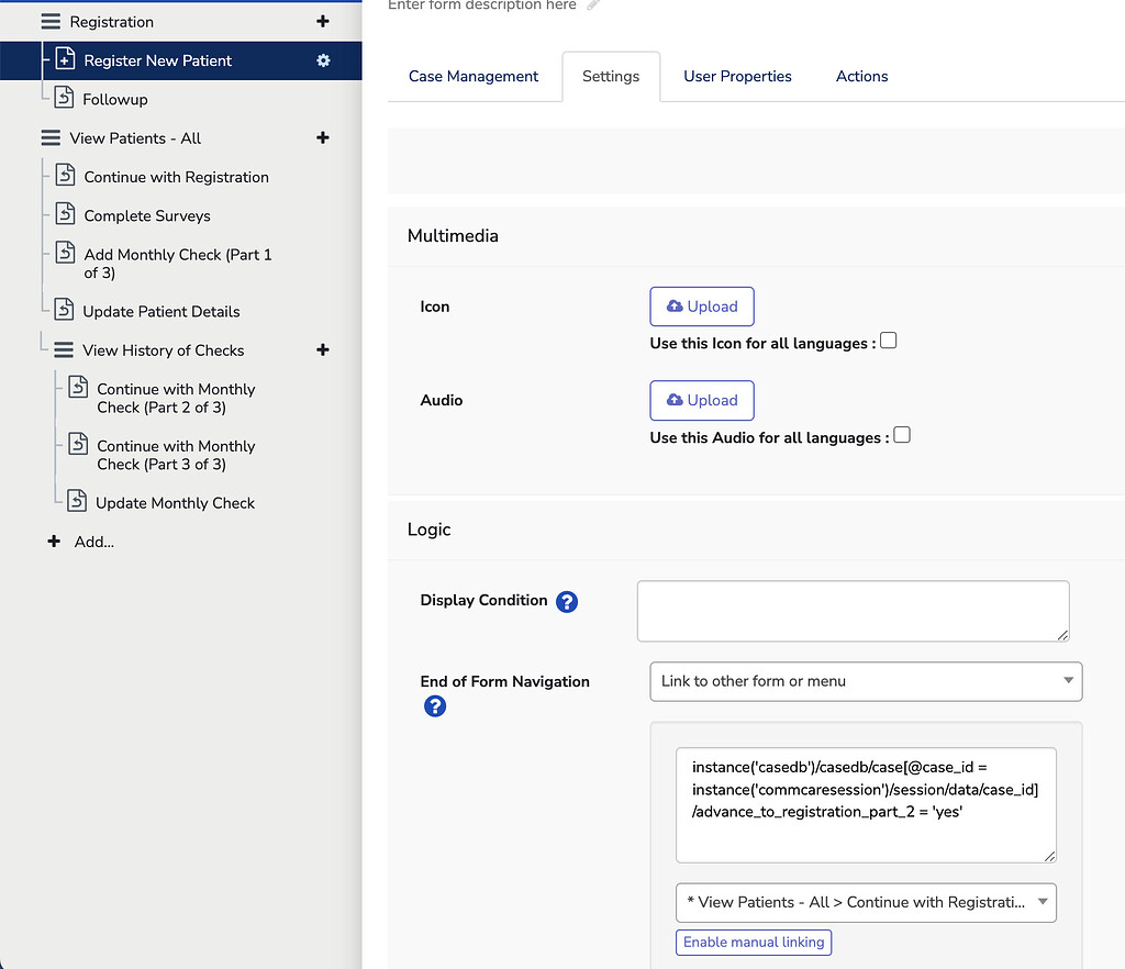 End of Form Navigation - Conditional Expression from Registration Form - Users - CommCare Forum